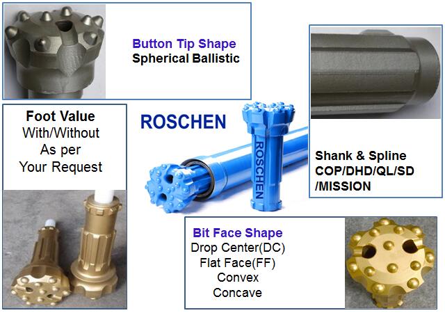 QL40 QL50 QL60 QL80 DTH Hammer And Bits For Rock Drilling , Water Well ...