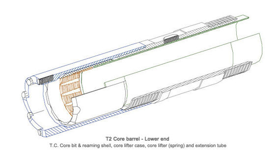 T2 76 86 101 Double Tube Core Barrels For Hard Rock Formation Drilling