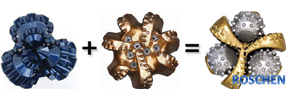 Hybrid Drill Roller Cone Drill Bit , Pdc Drill Bit Rotary Drill Bit Rock Crushing Strength