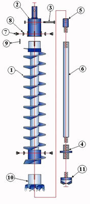 4.25 inch Hollow Stem Augers for soil sampling and groundwater monitoring